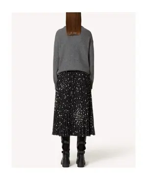 Red Valentino Pleated Midi Skirt With Star Print