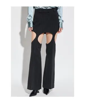 AVAVAV Cut-out Ribbed Pinstriped Skirt