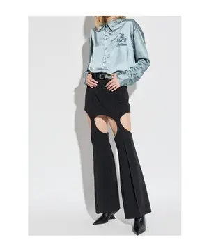 AVAVAV Cut-out Ribbed Pinstriped Skirt