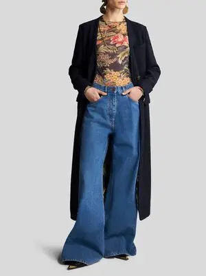 Etro High Waist Wide Leg Denim Jeans - Blue