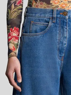 Etro High Waist Wide Leg Denim Jeans - Blue