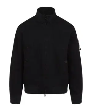 Stone Island Compass Patch High-neck Bomber Jacket - Black