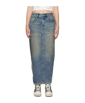 R13 Devon Side Slit Denim Maxi Skirt