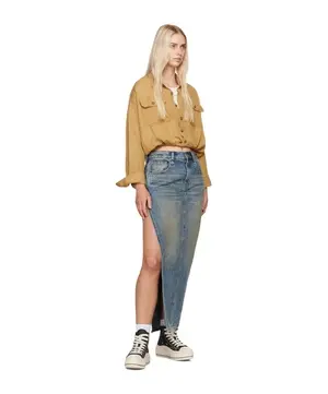 R13 Devon Side Slit Denim Maxi Skirt