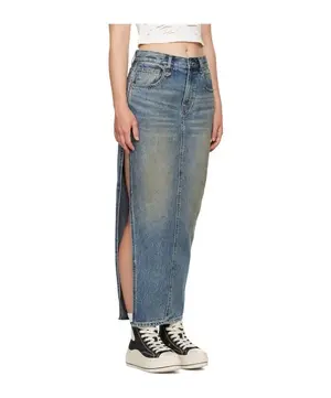 R13 Devon Side Slit Denim Maxi Skirt