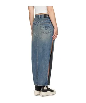 R13 Devon Side Slit Denim Maxi Skirt