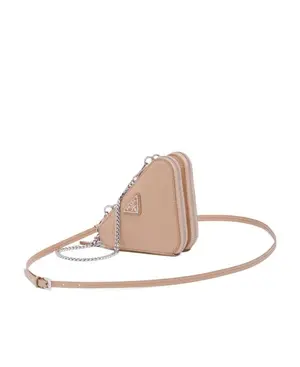 Prada Saffiano Leather Mini Pouch With Chain Handle - Nude Pink