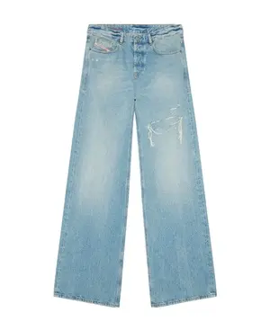 DIESEL® Wide-leg Distressed Jeans