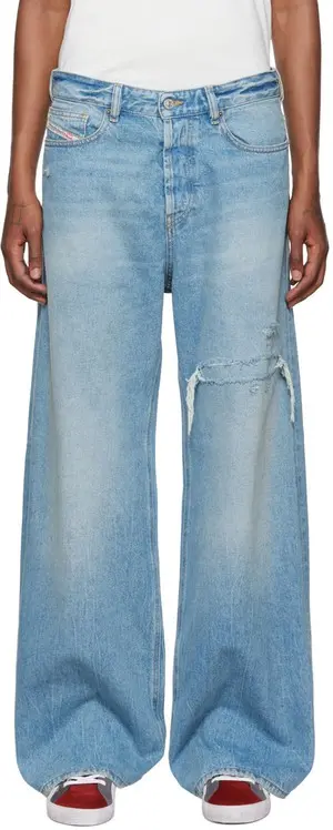 DIESEL® Wide-leg Distressed Jeans