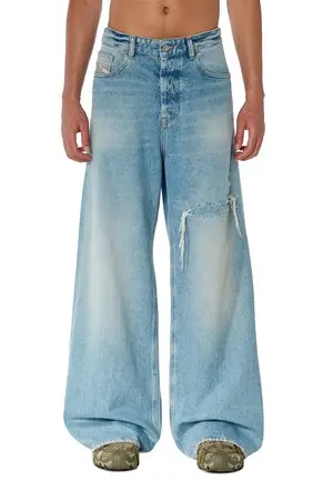 DIESEL® Wide-leg Distressed Jeans