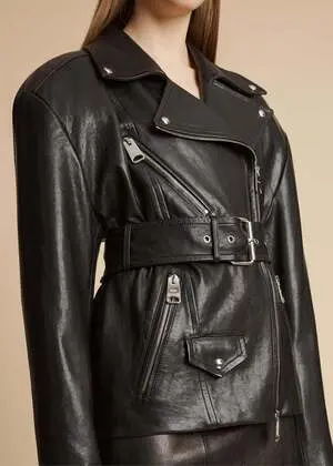 Khaite Fabbie Belted Leather Jacket