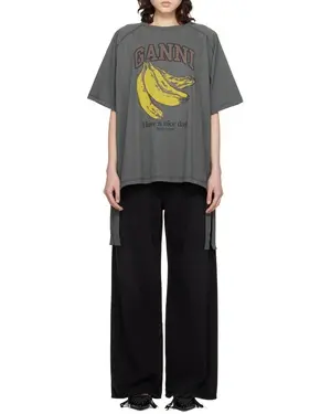 GANNI Printed Raglan T-shirt - Black