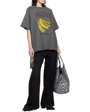 GANNI Printed Raglan T-shirt - Black