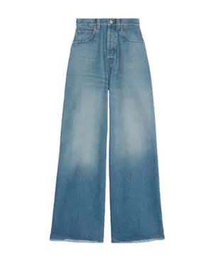 Gucci Horsebit Raw Cut Hem Wide Leg Jeans