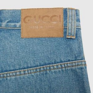 Gucci Horsebit Raw Cut Hem Wide Leg Jeans
