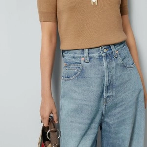 Gucci Horsebit Raw Cut Hem Wide Leg Jeans