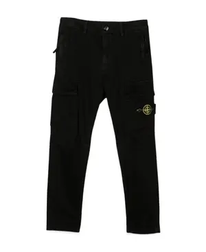 Stone Island Logo Detail Cargo Trousers - Black