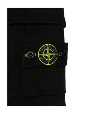 Stone Island Logo Detail Cargo Trousers - Black