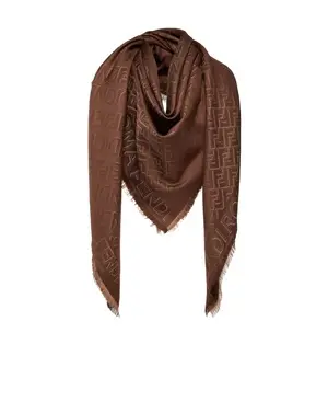 Fendi Ff Jacquard 3d-effect Shawl - Brown