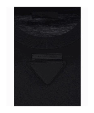 Prada Triangle-patch Crewneck T-shirt - Black