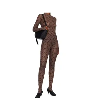 MARINE SERRE Moon-floral Flocked Mesh Tights