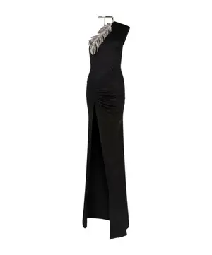 David Koma Crystal Feather One-shoulder Gown