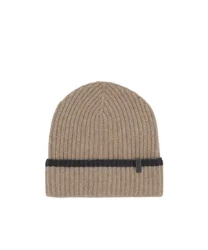 Brunello Cucinelli Ribbed Cashmere Beanie With Beaded Embroidery - Beige