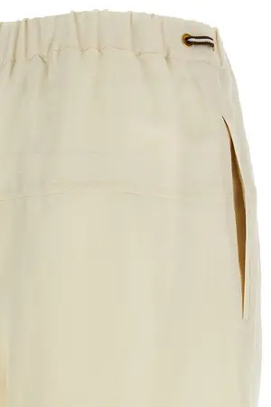 Max Mara Onore Wide Leg Pants In Washed Linen And Silk Twill