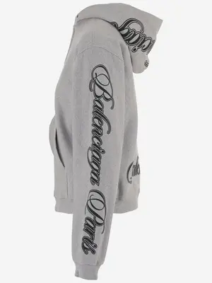 Balenciaga Cursive Zip-up Hoodie - Gray