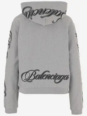 Balenciaga Cursive Zip-up Hoodie - Gray