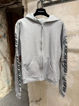 Balenciaga Cursive Zip-up Hoodie - Gray