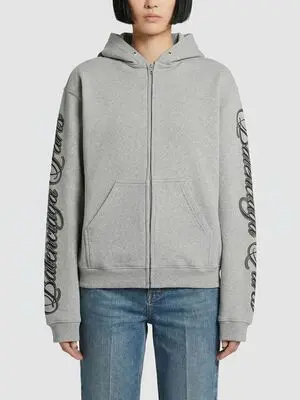 Balenciaga Cursive Zip-up Hoodie - Gray