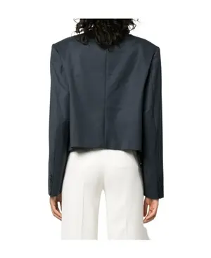 LOW CLASSIC Asymmetrical Layered Cropped Blazer - Black