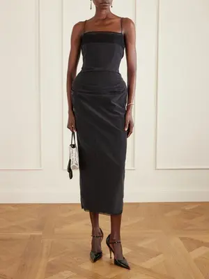 Magda Butrym Lace-trim Silk Satin Corset Midi Dress