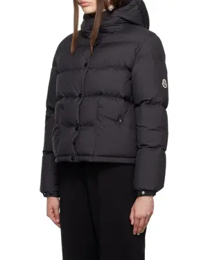 Moncler Ebre Logo Embroidered Hooded Down Jacket