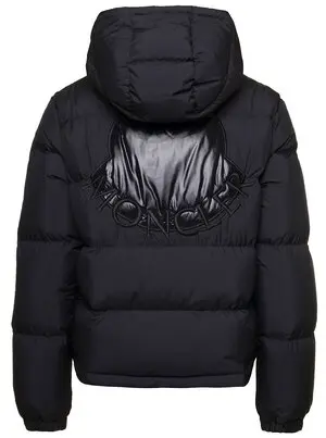 Moncler Ebre Logo Embroidered Button-up Down Jacket