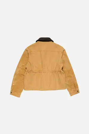 Acne Studios Long-sleeved Jacket With Leather Collar And Drawstring Detail - Yellow
