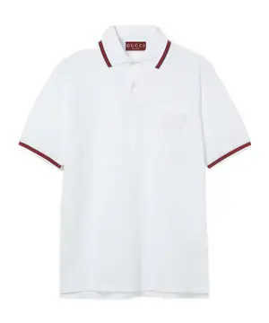 Gucci Web Detailed Piquet Polo Shirt - White