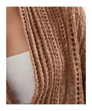 Brunello Cucinelli Long Openwork Rib Cardigan With Ring Belt