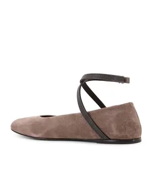 Brunello Cucinelli Round Toe Ballet Flats With Adjustable Buckle