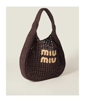 Miu Miu Raffia-effect Woven Hobo Bag