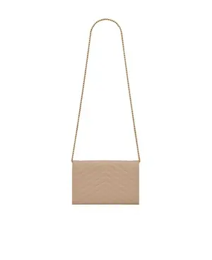 Saint Laurent Cassandre Chain Wallet - Dark Beige