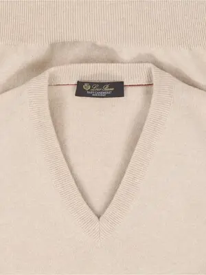 Loro Piana Cashmere V-neck Sweater - Natural