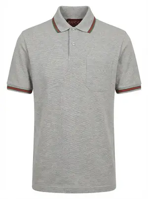 Gucci Logo Embroidered Short-sleeve Polo Shirt - Grey