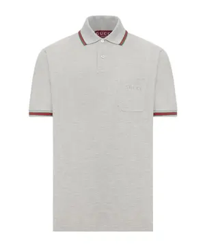 Gucci Logo Embroidered Short-sleeve Polo Shirt - Grey