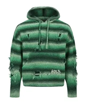 Andersson Bell Gradient Distressed Striped Hoodie