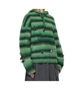 Andersson Bell Gradient Distressed Striped Hoodie