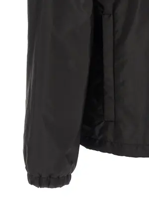 Moncler Logo Patch Hooded Zip-up Jacket - Black