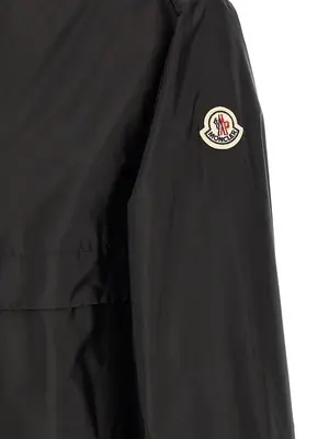 Moncler Logo Patch Hooded Zip-up Jacket - Black