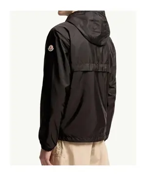 Moncler Logo Patch Hooded Zip-up Jacket - Black